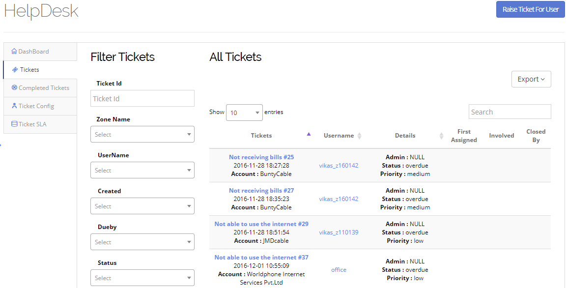 Managing tickets - Documentation - Jaze ISP Manager